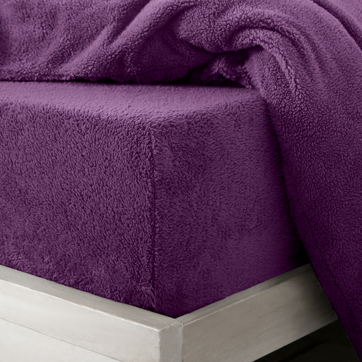 Purple Teddy Fleece Fitted Sheet | Teddy Bedding